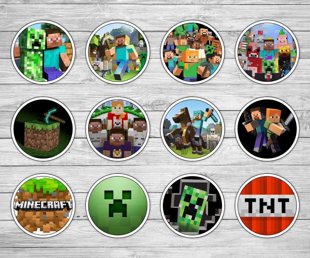 Printable Minecraft Cupcake Toppers Minecraft Birthday Party Supplies Printable Minecraft Cupcake Toppers Minecraft Birthday Party Supplies