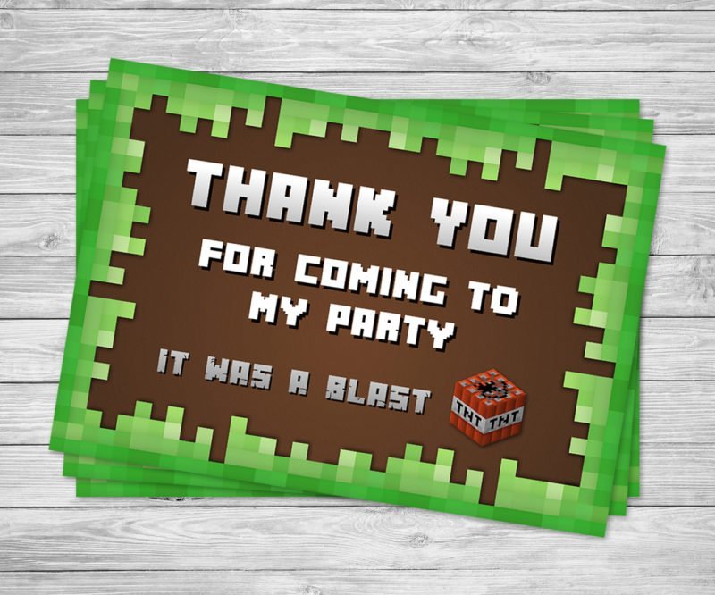 Printable Minecraft Invitation PDF - Minecraft Birthday Party Supplies